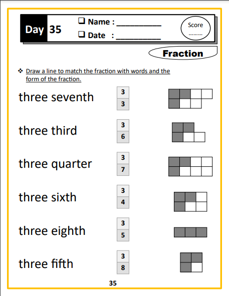 fraction worksheets grade 1-2 | Match fractions,Reading fractions,Equal ...