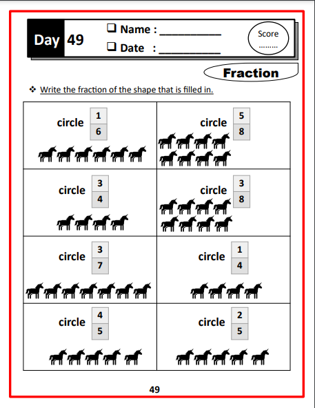 fraction worksheets grade 1-2 | Match fractions,Reading fractions,Equal ...