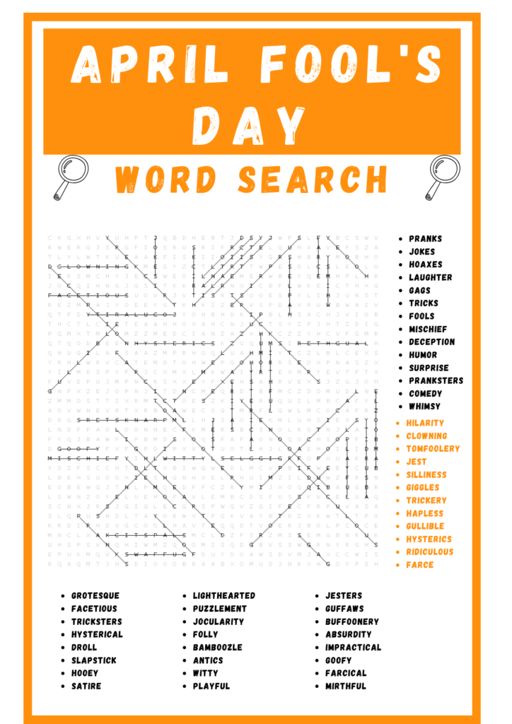 APRIL FOOL'S DAY WORD SEARCH PUZZLE WORKSHEETS ACTIVITIES FOR KIDS ...