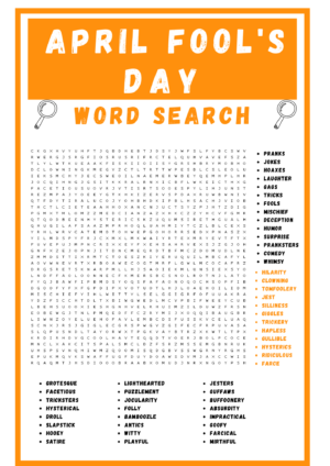APRIL FOOL'S DAY WORD SEARCH PUZZLE WORKSHEETS ACTIVITIES FOR KIDS ...