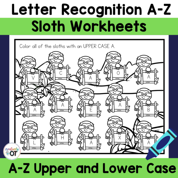 Sloth Letter Recognition and Visual Scanning A to Z Worksheets | Made ...