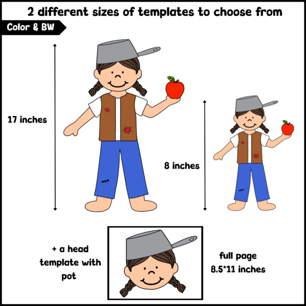 Johnny appleseed Craft | Fall activities | Johnny appleseed template ...