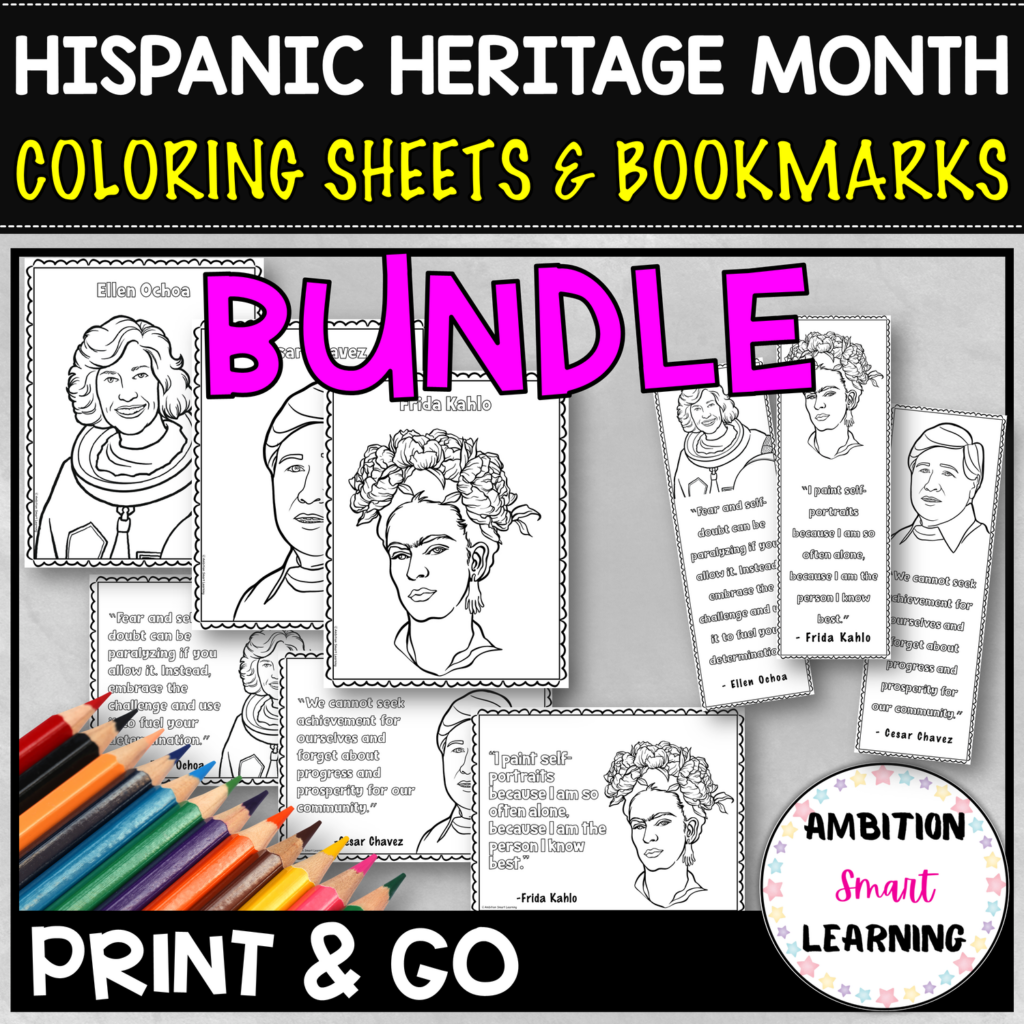 Hispanic Heritage Month Coloring Sheets and Bookmarks BUNDLE | Made By ...