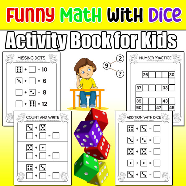 Funny Math with Dice Activity Book for Kids, Math skills preschoolers ...