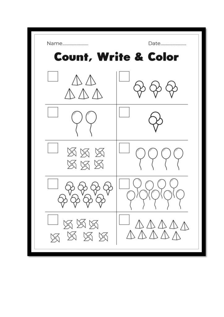 Math Count Learning Fun Activity Books, Count and color math worksheets ...