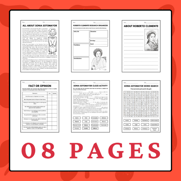 Sonia Sotomayor - Reading Comprehension | Hispanic Heritage Month ...