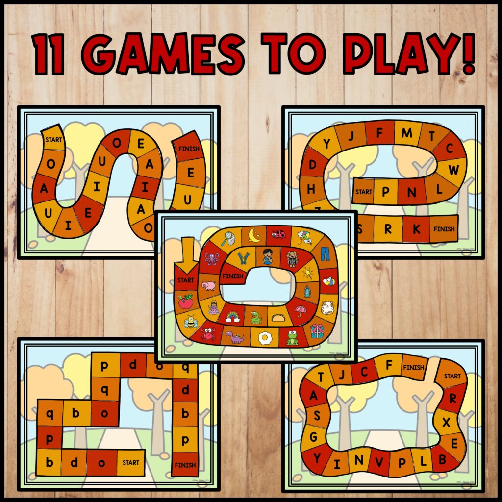 Fall Alphabet Board Games | Letter Recognition and Initial Sounds ...