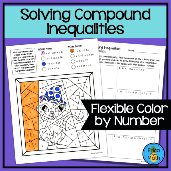 Solving Compound Inequalities Color by Number Activity (Halloween ...