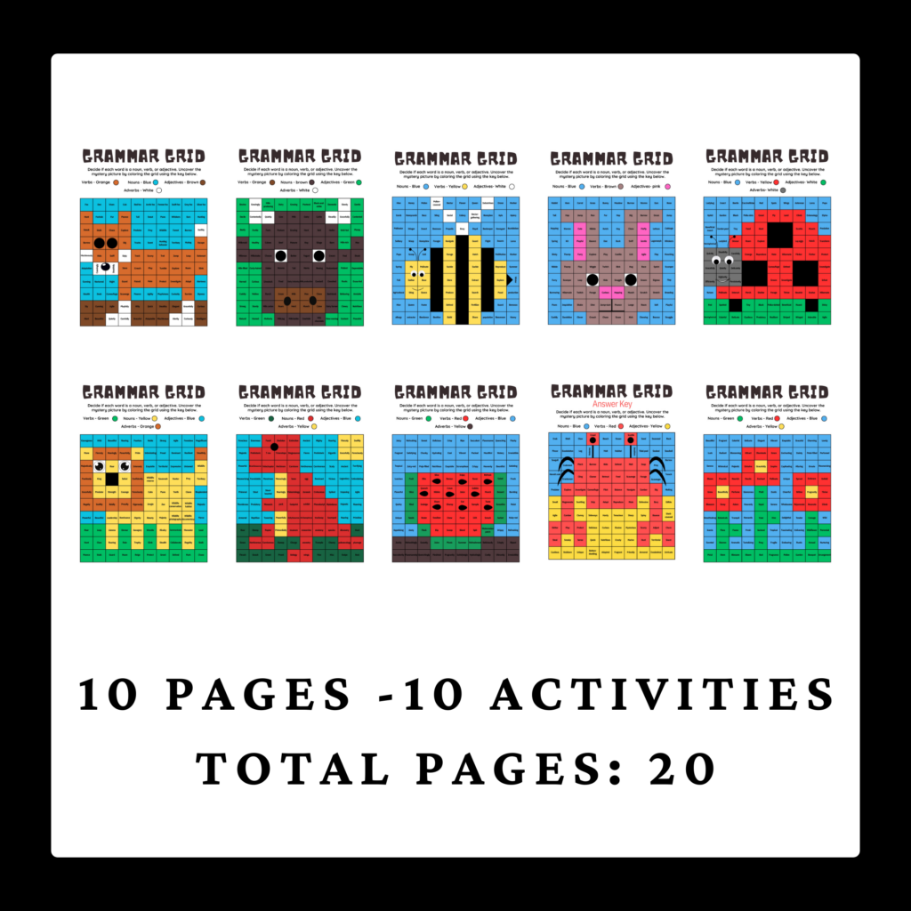 Grammar Grid - Mystery Pictures Bundle | Back to School Activities ...