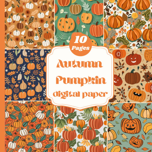 Autumn Pumpkin fall digital paper | Made By Teachers