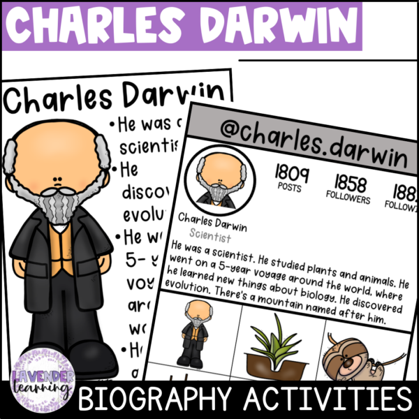 Charles Darwin Biography Activities, Report, Flip Book - Scientist Unit ...