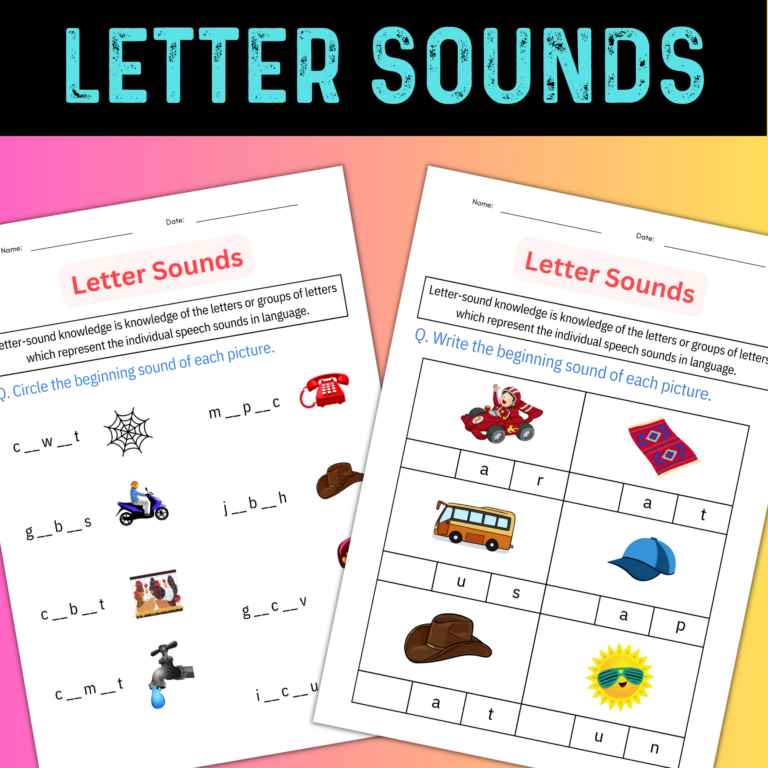 Printable Matching Beginning Letter Sounds Worksheet and Activities for ...