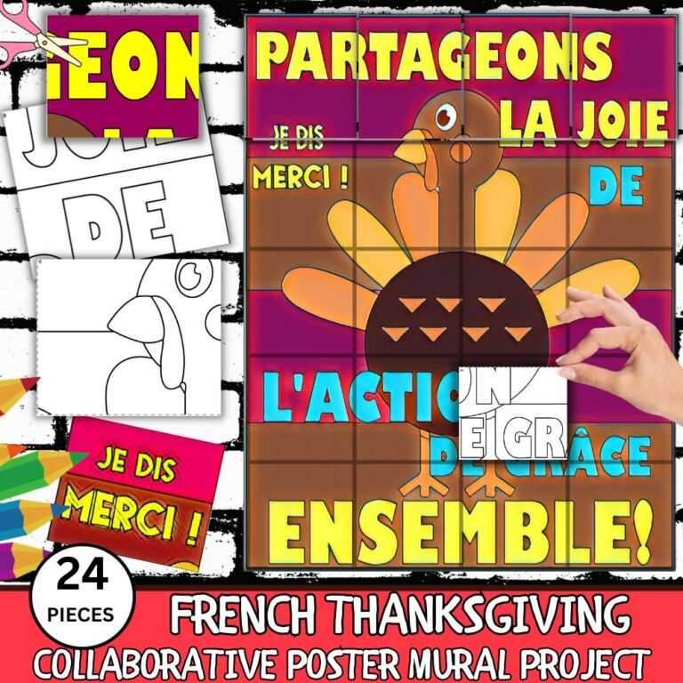French Thanksgiving Collaborative Posters L'Action de grâce Craft ...