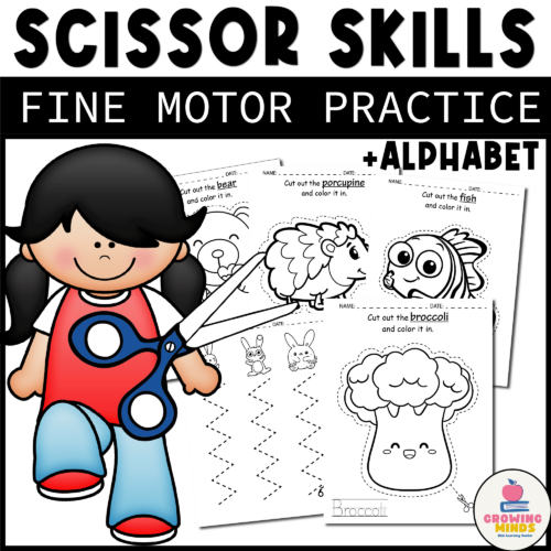 Scissor Skills Cutting Practice with Alphabet Tracing Fine Motor ...