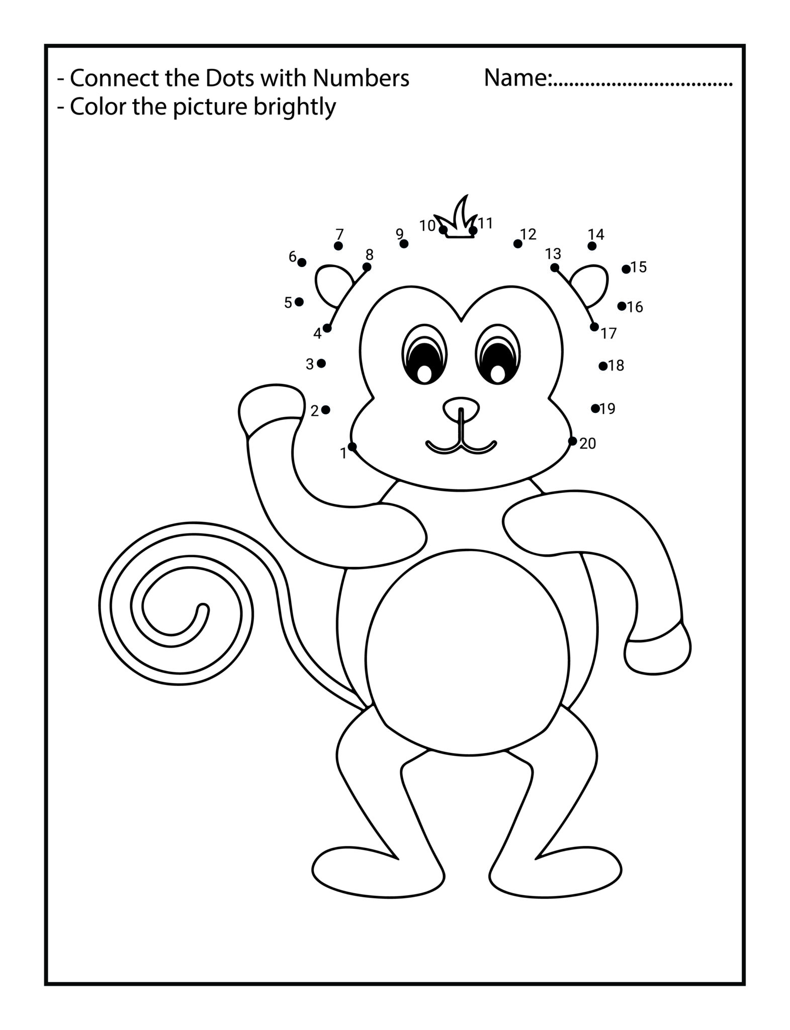 Cute Animals Connect the Dots for Kids, Worksheets and Teaching ...