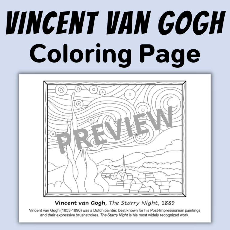 Vincent van Gogh Coloring Sheet - Starry Night - Famous Artwork ...