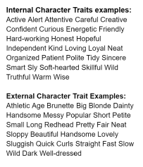 Character Traits Bobble Head Internal External printable craft | Made ...