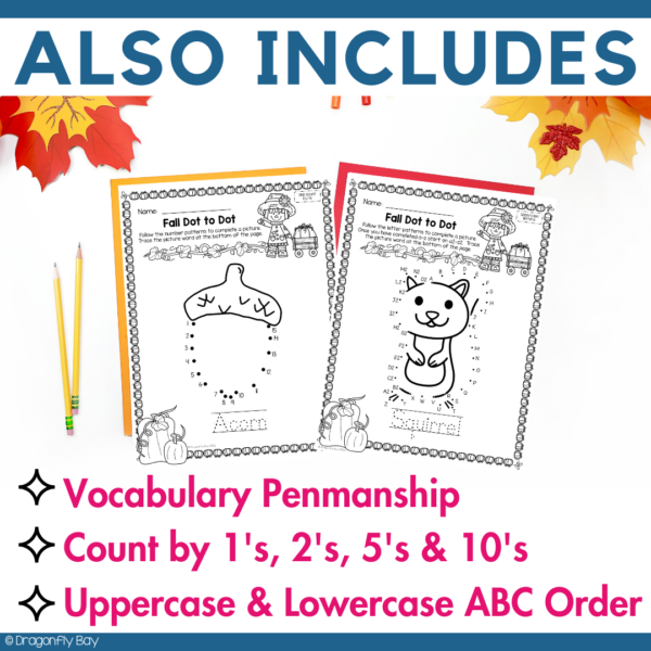 Fall Dot to Dot by 1s Skip Count by 2s 5s 10s and Alphabetic Order ...