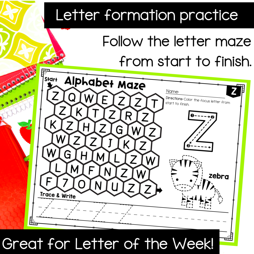 Uppercase Alphabet Maze Worksheets Letter Activities Letter Maze ...