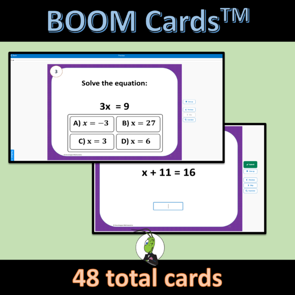Solving One Step Equations Algebra 1 Boom Digital Task Cards | Made By ...