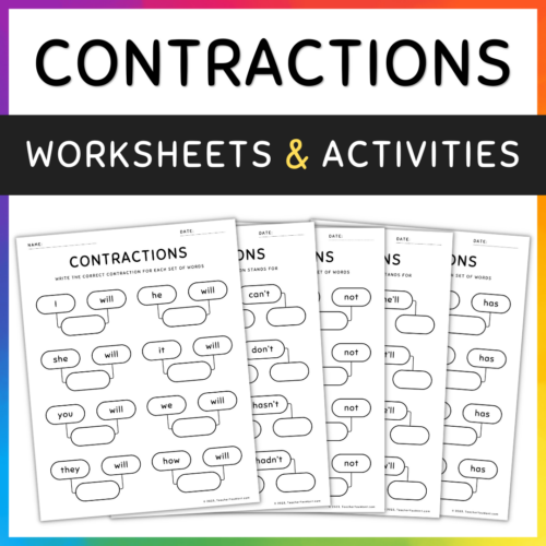 Contractions Worksheets and Activities, Fun and Engaging Review Grammar ...