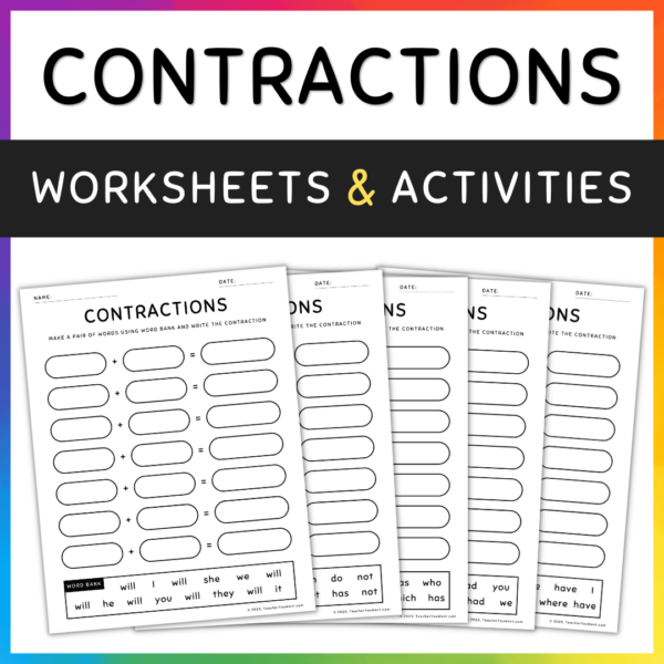 Contractions Worksheets Fun Activity Assessment, Grammar Practice ...