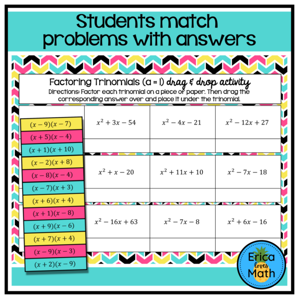 Factoring Trinomials Digital Activity Drag & Drop | Made By Teachers
