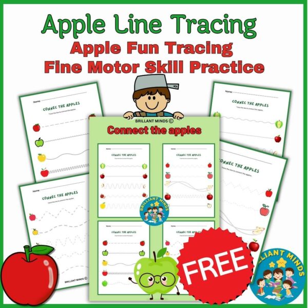 Apple Line Tracing - Apple Fun Tracing - Apple Pre-Writing Tracing ...