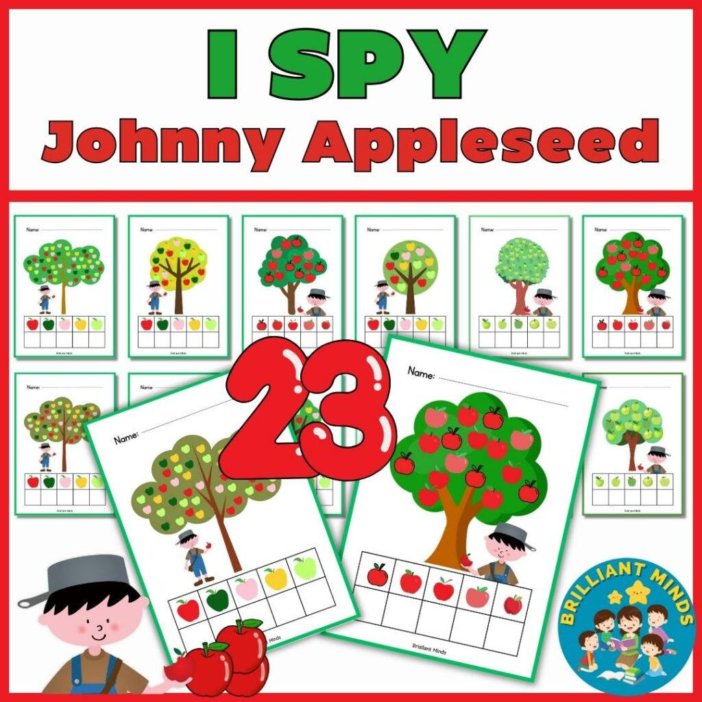 I Spy Johnny Appleseed Search - Apple Look and Find - I Spy Game - Math ...