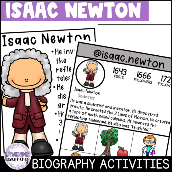 Isaac Newton Biography Activities, Report, Worksheets, and Flip Book ...