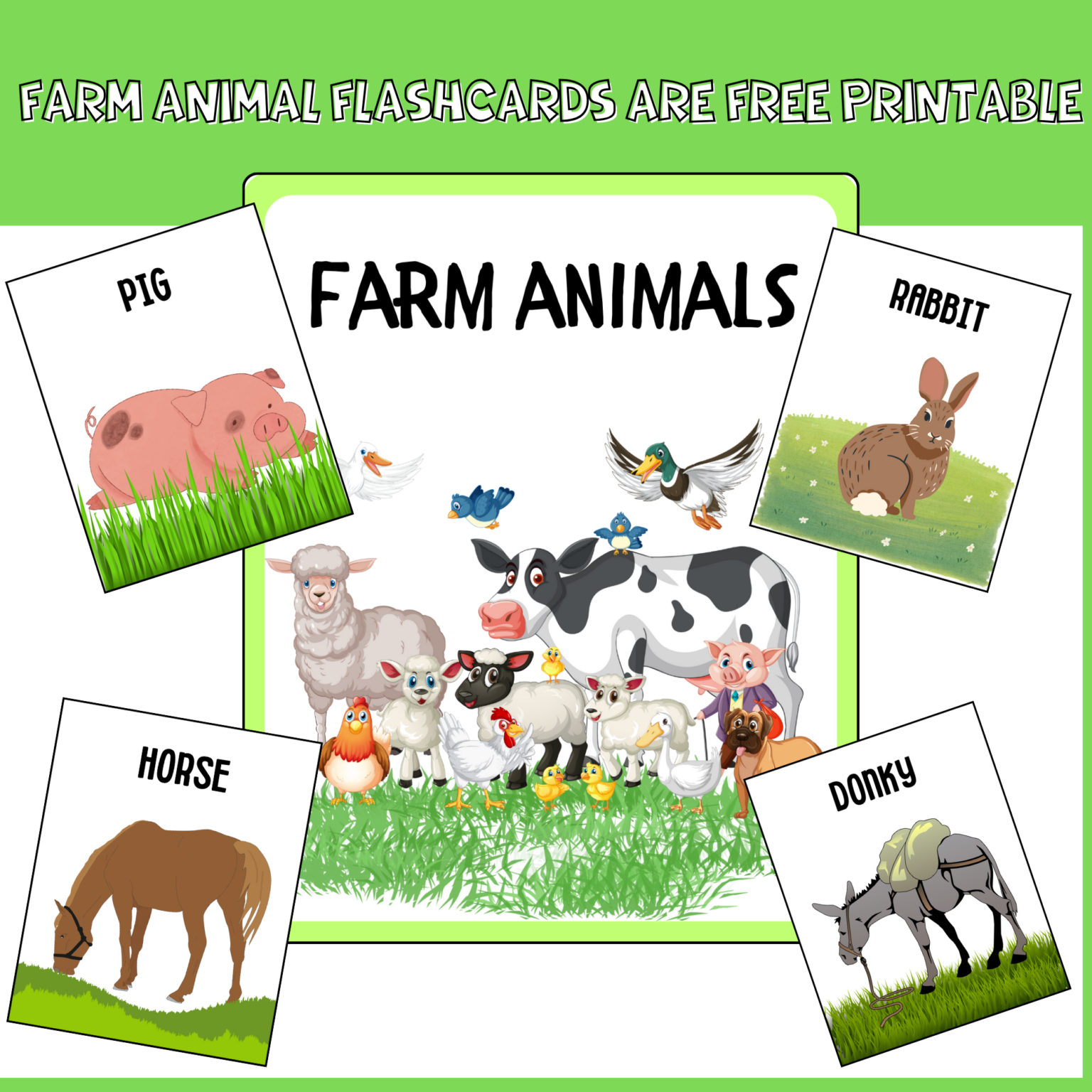 Farm animal flashcards are free printable - Made By Teachers