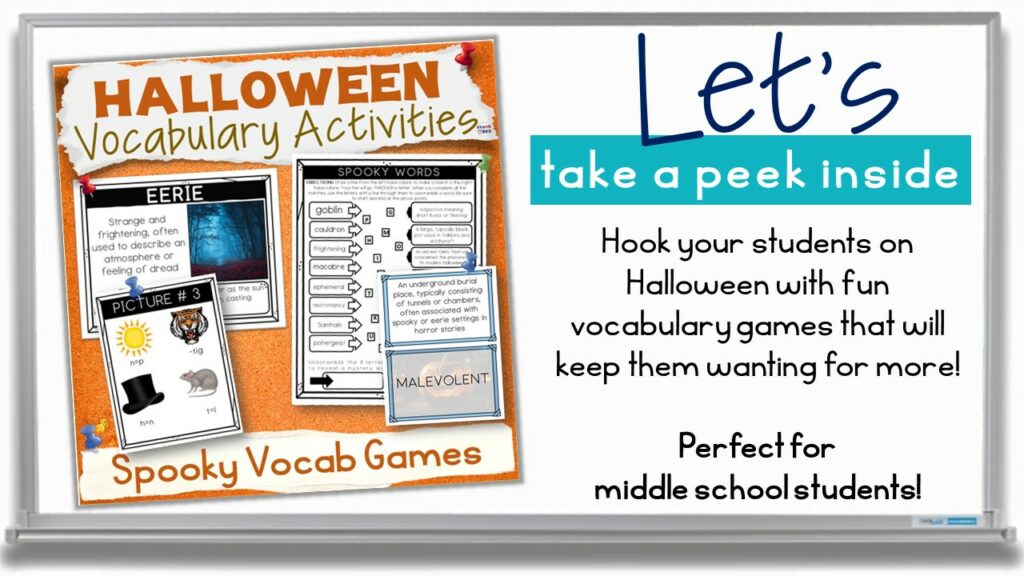Halloween Vocabulary Activities: Word Wall, Vocab Hunt, Games, Gallery ...