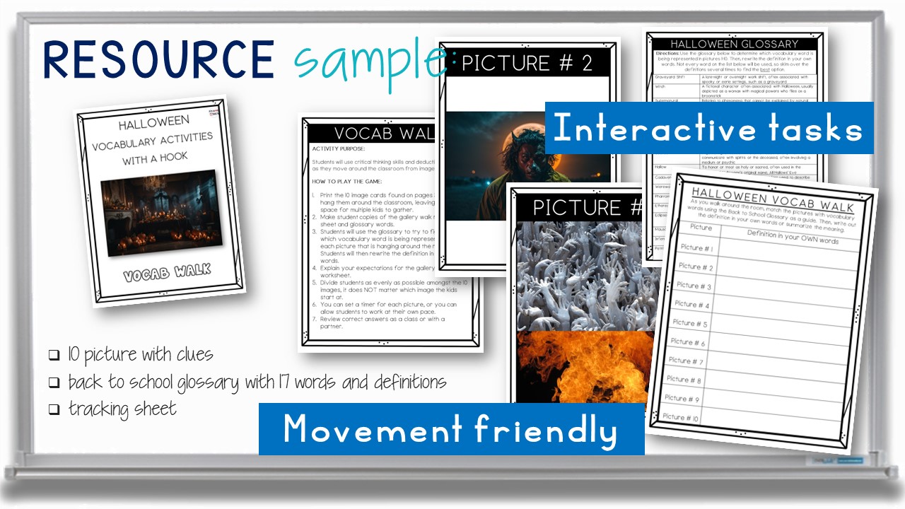 Halloween Vocabulary Activities: Word Wall, Vocab Hunt, Games, Gallery ...