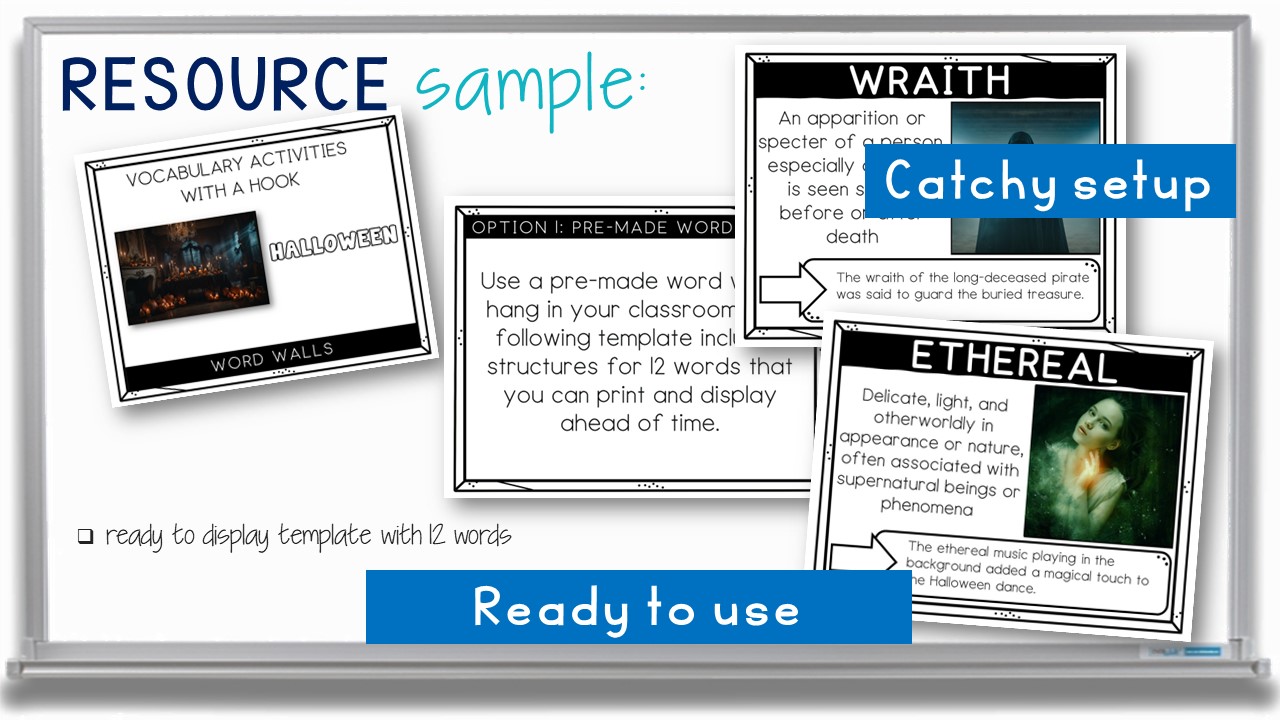 Halloween Vocabulary Activities: Word Wall, Vocab Hunt, Games, Gallery ...