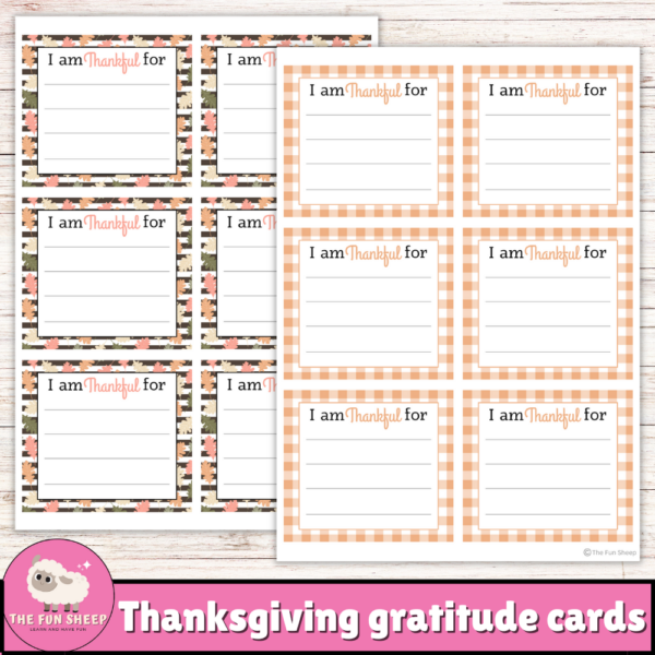 Thanksgiving Gratitude Cards | Printable Thankful Cards - I Am Thankful ...