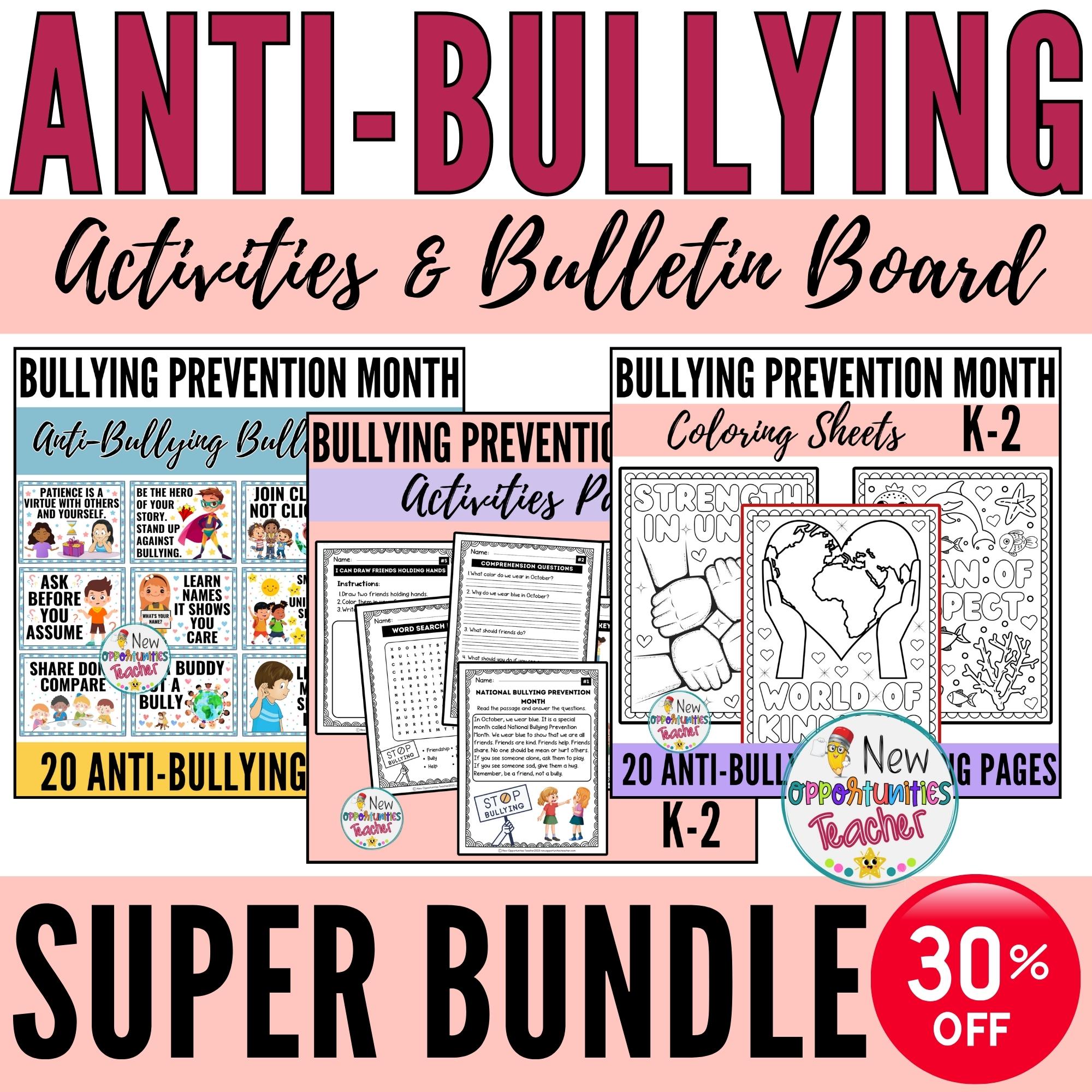 National Bullying Prevention Month Activities and Bulletin Board BUNDLE ...
