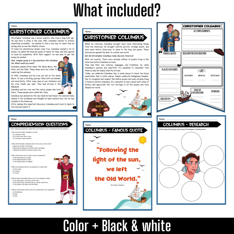 Christopher Columbus Reading Comprehension - Worksheets - Columbus ...