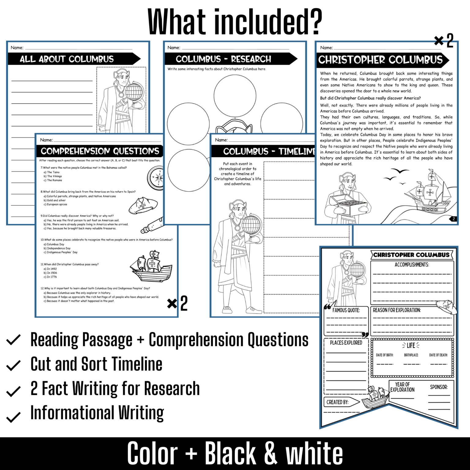 Christopher Columbus Reading Comprehension - Worksheets - Columbus ...