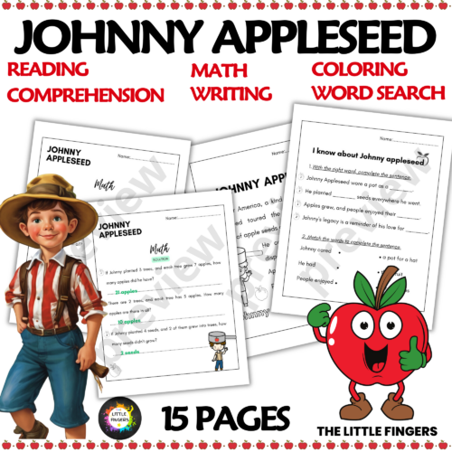 JOHNNY APPLESEED COMPREHENSION READING ART | Made By Teachers