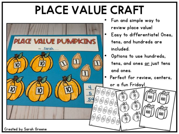 Pumpkin Place Value Fall Math Craft - Made By Teachers