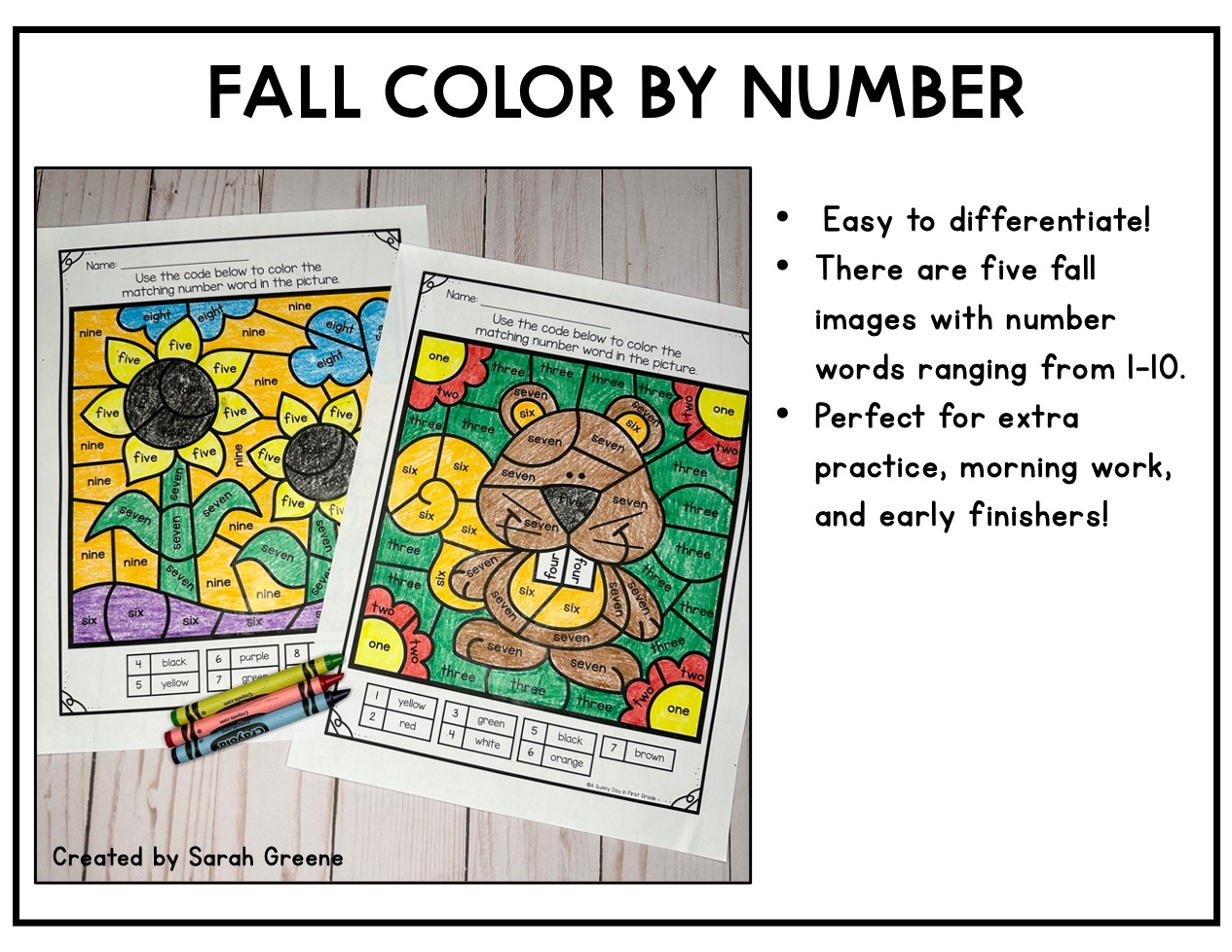 Fall Color by Number - Color Word Practice | Made By Teachers