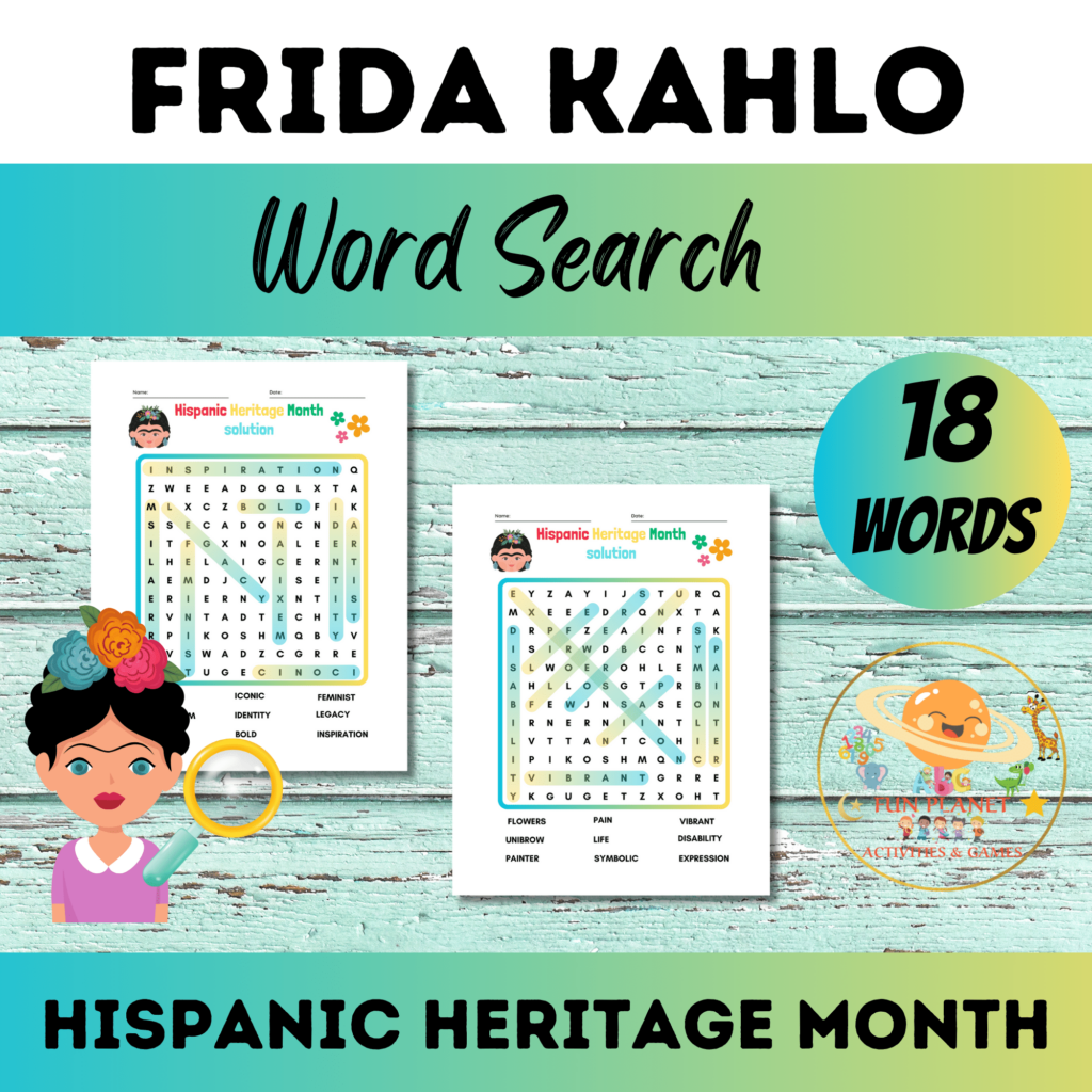 frida kahlo Word Search / Hispanic Heritage Month | Made By Teachers