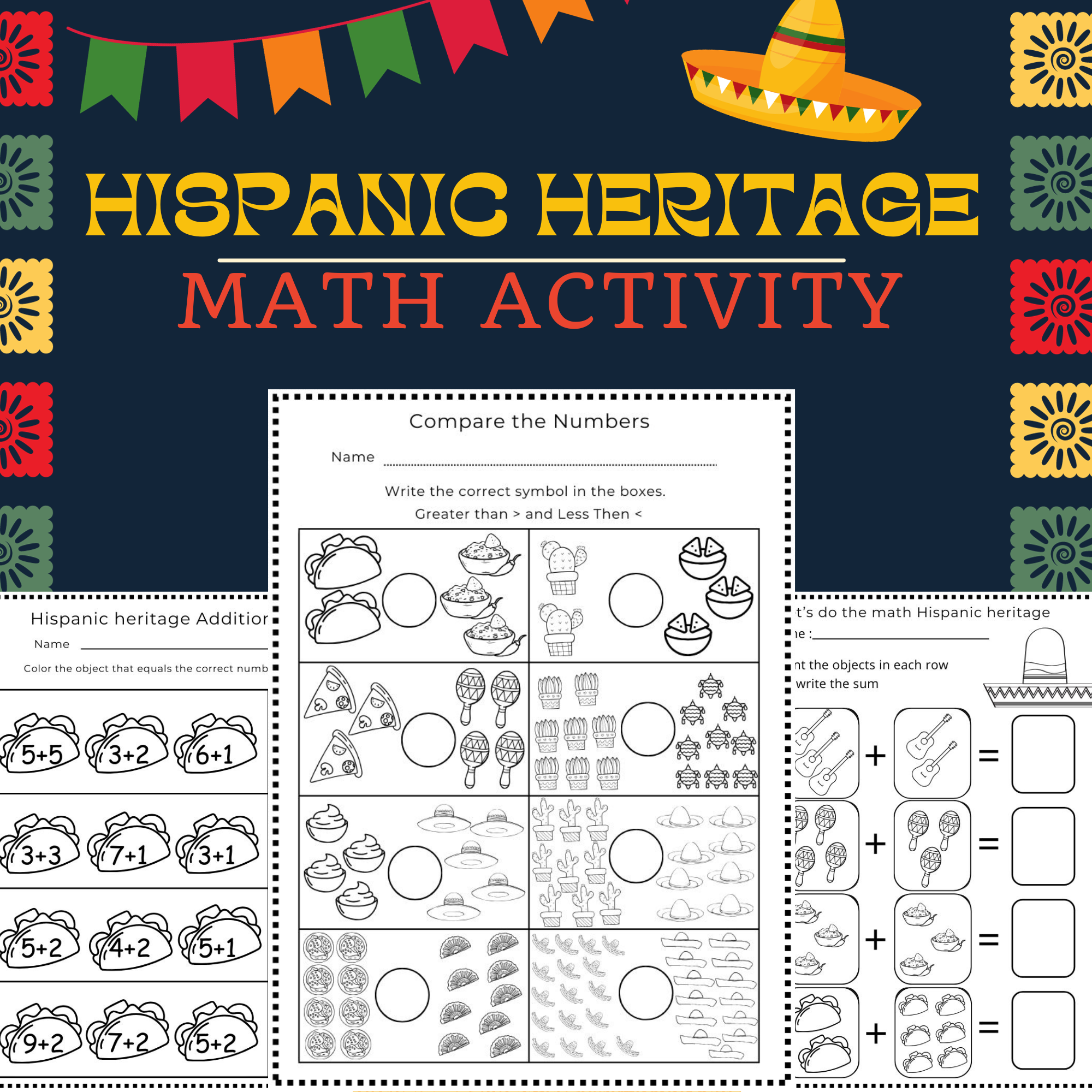 Hispanic Heritage Month Math Activity Pack: 12 Engaging Worksheets ...
