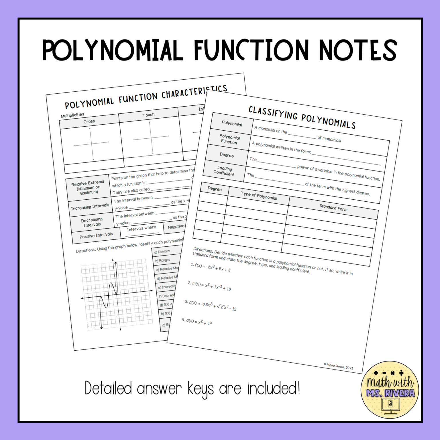 Polynomial Functions Guided Notes Bundle for Algebra 2 | Made By Teachers