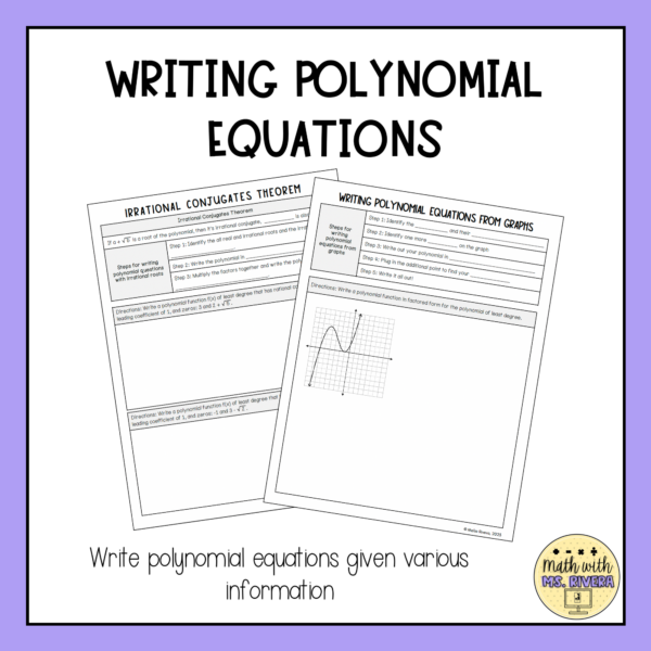 Writing Polynomial Equations Guided Notes for Algebra 2 | Made By Teachers