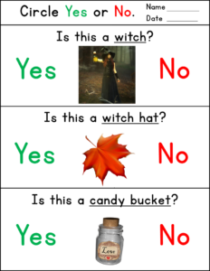 Yes No Questions Halloween Speech Therapy Worksheets with Visuals Sped ...
