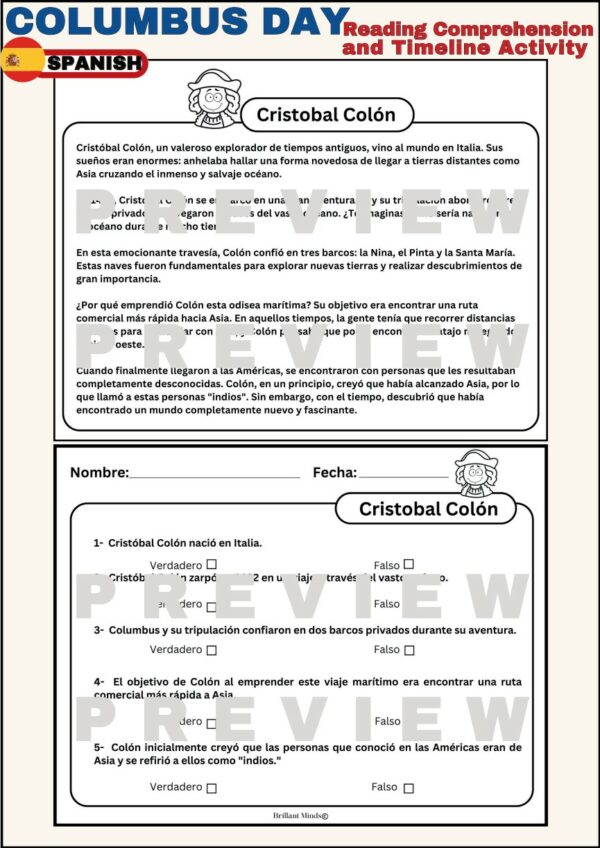Columbus Day Reading Comprehension Passages | SPANISH Passages ...