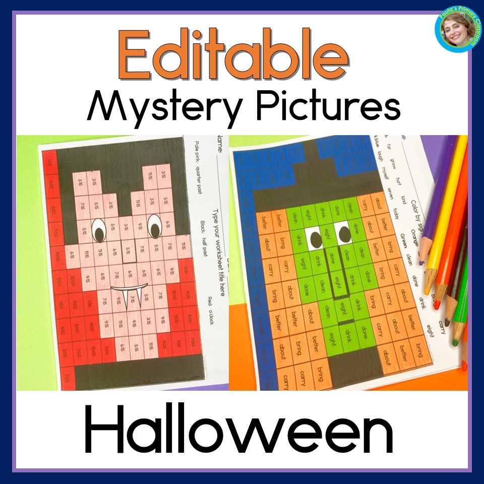 Editable | Programmable Halloween Color by Code Mystery Pictures | Made ...