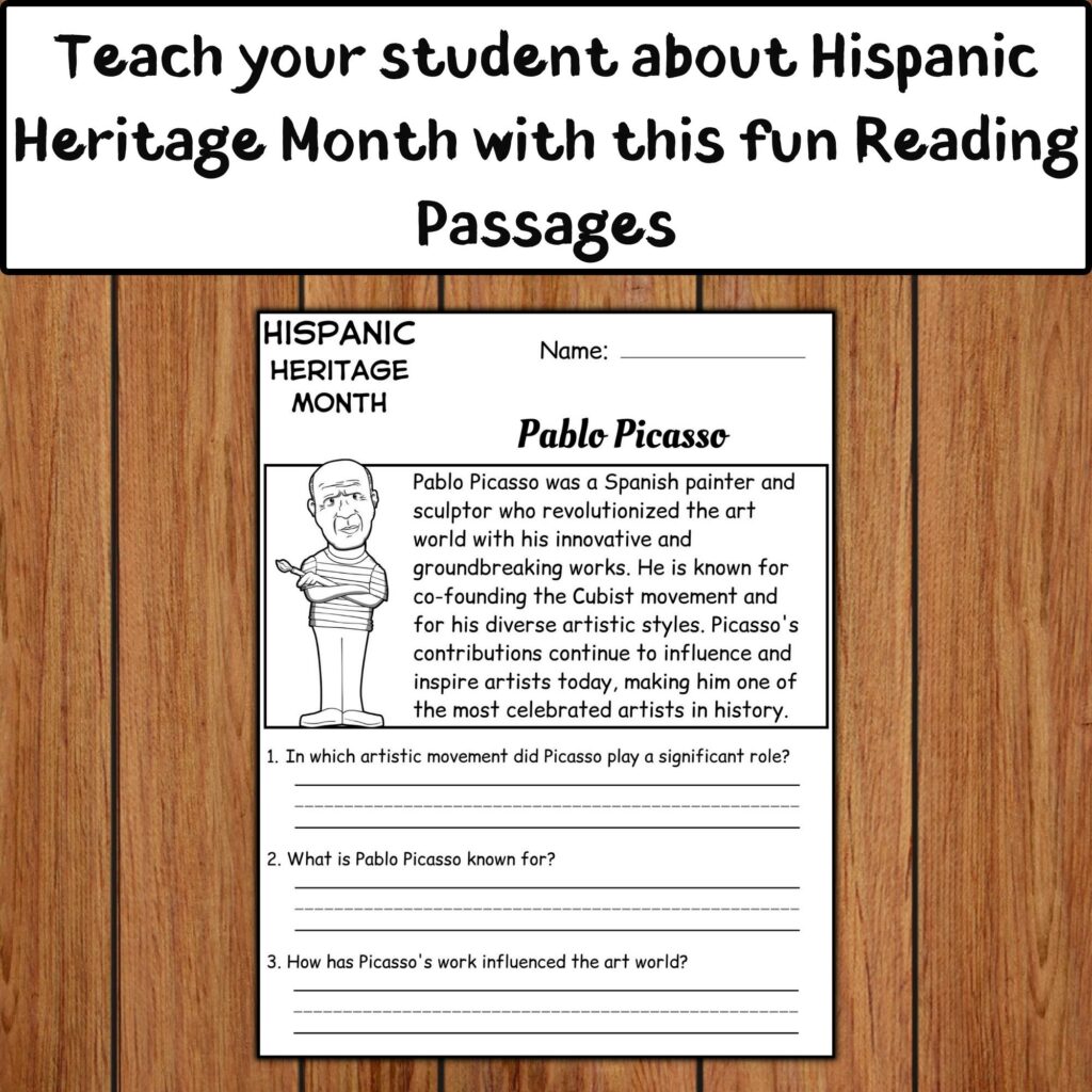 Hispanic Heritage Month Reading Comprehension Passages | 42 Figures in ...