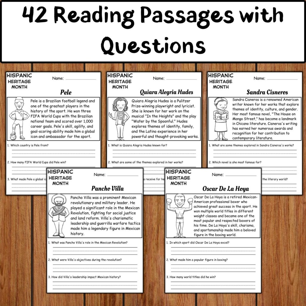 Hispanic Heritage Month Reading Comprehension Passages | 42 Figures in ...